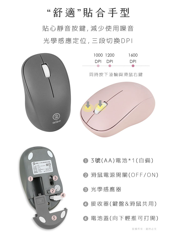 aibo KM09 復古圓點 2.4G無線鍵盤滑鼠組-迷霧粉 - PChome 24h購物