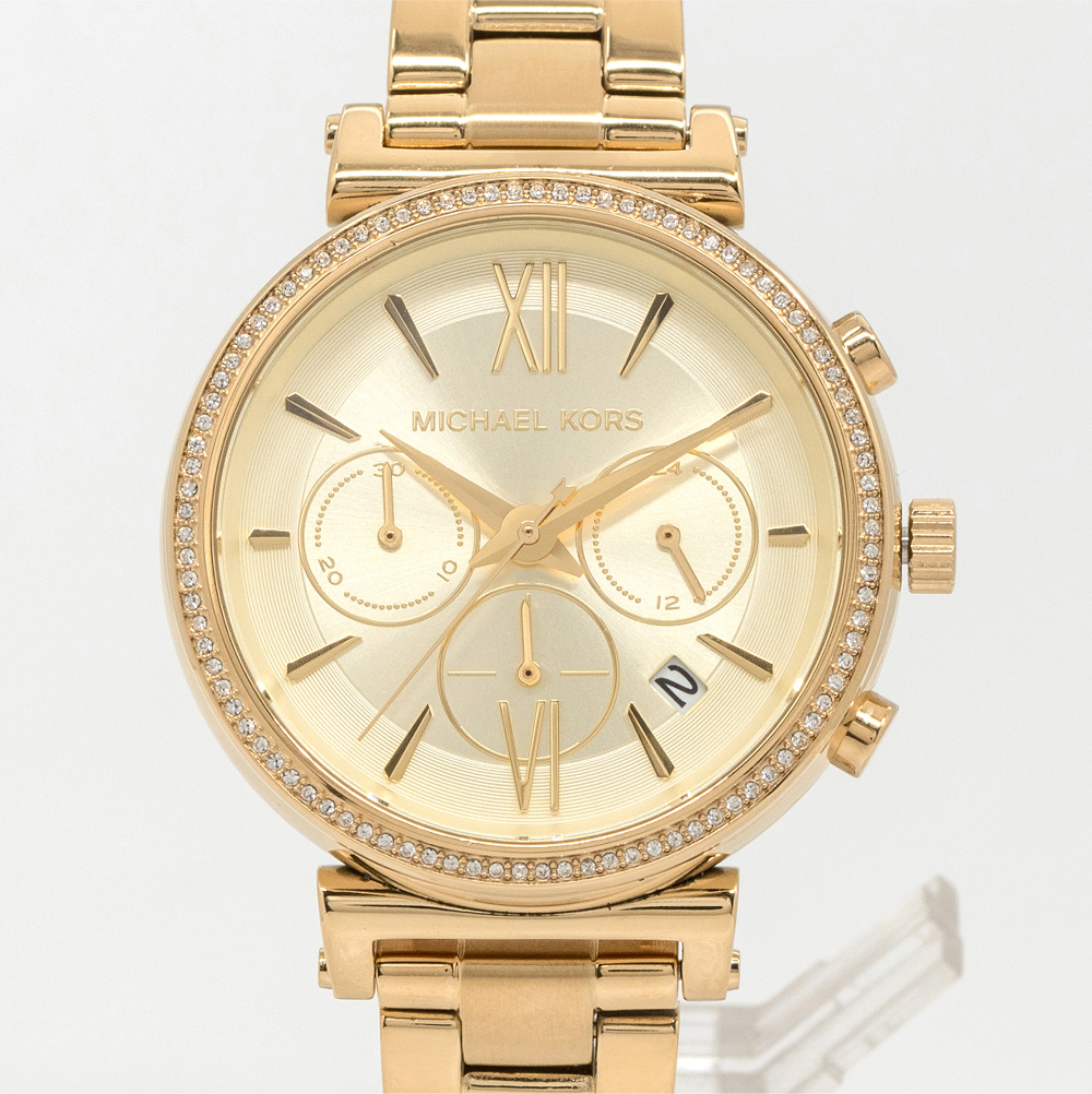 【Michael Kors】公司貨 Sofie 女神氣息三眼計時不鏽鋼腕錶/香檳金 (MK6559) - PChome 24h購物