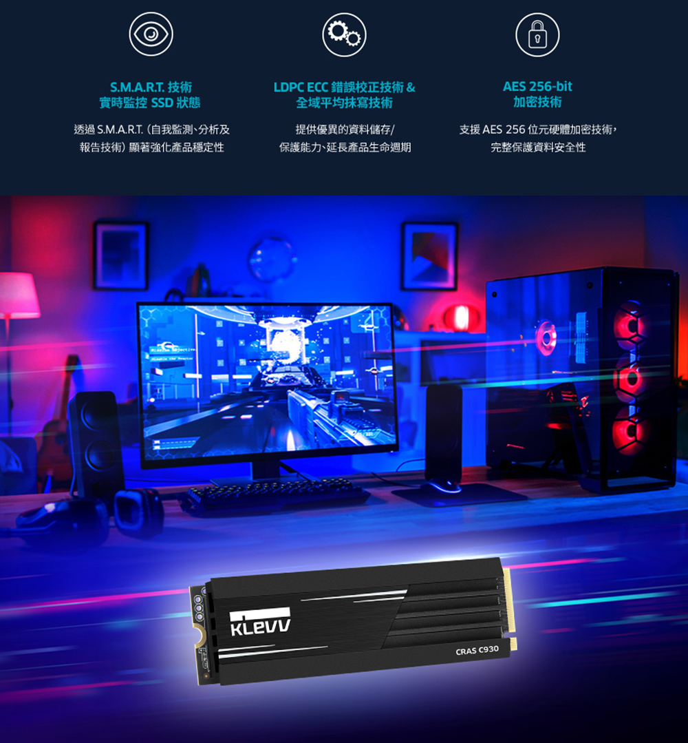 KLEVV 科賦 CRAS C930 M.2 2280 PCIe NVMe Gen4x4 1TB SSD - PChome 24h購物